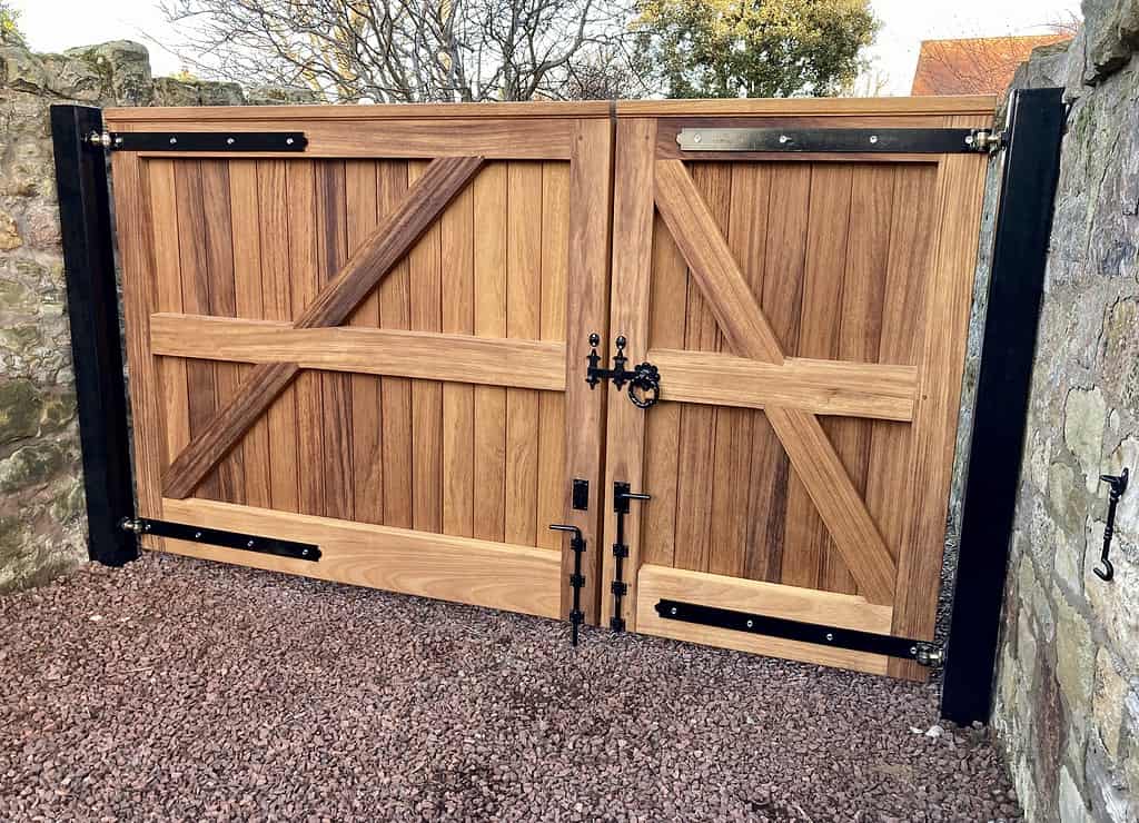 Handcrafted Manual Solid Iroko Wooden Gate